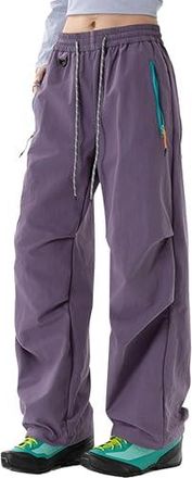 Feoya Pantalon de Randonnée Femme Droit Pantalon Cargo avec zippée Poche Léger Respirant Jogging Trekking Imperméable Extérieur Violet XL