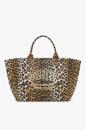Ganni XXL Tote mit Leopardenmuster gemischt
