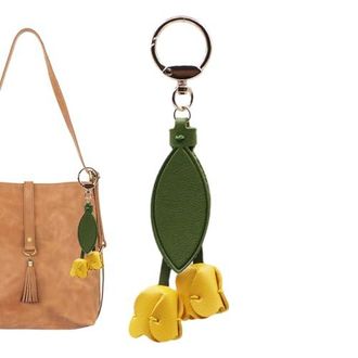 Generico de remorque cl&eacute; | Traier tulipe 5x5 cm en cuir PU | Bague de poche et voiture, d&eacute;coration de sac &agrave; dos, soigneusement dure | Pour, femmes, amis, famil