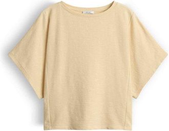 OPUS Kurzarmshirt SOLCHEN mit Oversize-Schnitt U-Boot-Ausschnitt und Teilungsn&auml;hte wirken modern