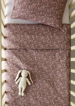 Mango Housse de couette berceau 100 % coton floral prune - Home - 100x120cm - MANGO HOME