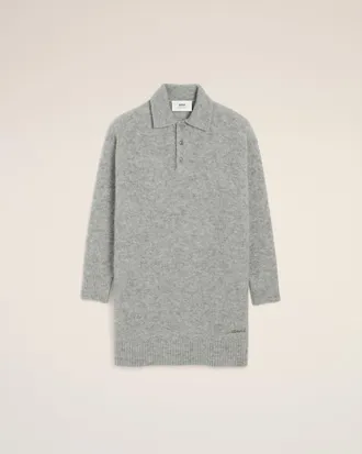 Ami Robe Polo Grise En Alpaga Gris - XXS - Femme