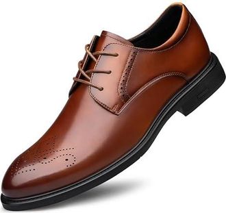 Generic Chaussures Derby en Cuir à Lacets et Bout Rond for Homme, Semelle en Caoutchouc, Talon carré, antidérapantes, Basses, Classiques(Marron,39 EU)