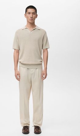 Mango Polo maille coton structuré beige - Homme - XXL - MANGO MAN