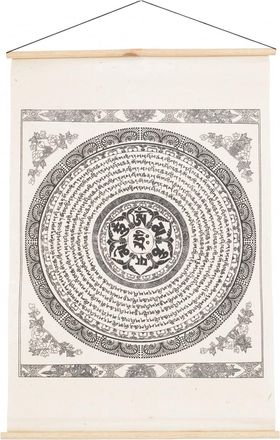Guru Shop Buddhistischer Wandbehang aus Loktapapier, Tibetischer Buddhismus Dekoration - OM Mandala, 70x47x0 cm