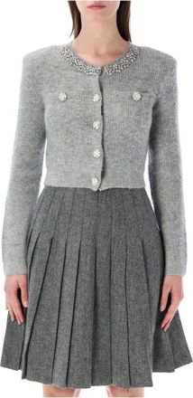 Self Portrait Femme, Pulls, Gris, Taille: 38 FR Lace Collar Cardigan