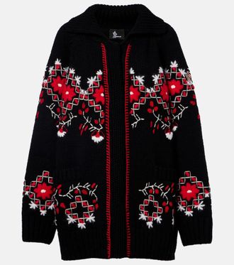 Moncler Bestickter Cardigan aus einem Wollgemisch