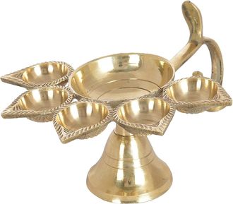 Generic PR International Panch Aarti Lampe Pancharti Diya &Ouml;llampe Panch aarti Jyoti Puja Diya St&auml;nder Aarti Diya Temple Pooja Geschenke Dekor