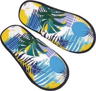 Generic Confortable Pantoufles Feuilles abstraites tropicales jungle abstraite Pantoufles Maison Antid&eacute;rapant Chaussons en Peluche pour Adulte Ext&eacute;rieur Int&eacute;r