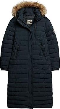 Superdry Fuji Hooded Longline Puffer Veste, Nordic Chrome Navy, 38 Femme