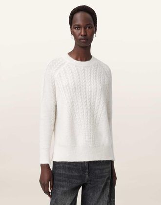 AllSaints Kit - Pull col ras de cou - Blanc craie