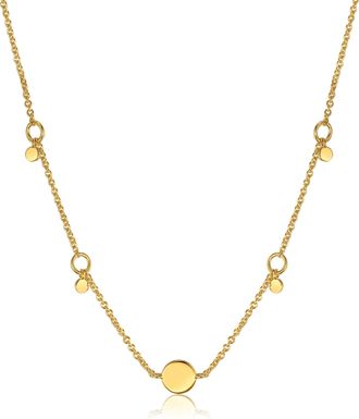 Ania Haie Damen Halskette GEOMETRY CLASS Drop Discs aus 925 Sterling Silber 14k vergoldet, vergoldete Pl&auml;ttchen, Federringverschluss, L&auml;nge 45,5cm + 5cm Verl&auml;ng