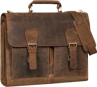 STILORD Ludger Saccoche Ordi Portable 15,6 Pouces Cuir Sacoche Homme Bandouliere Professionnelles Porte Document Ordinateur Femme porte-documents sac scolaire