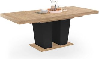 IDMarket Idmarket - Table à manger extensible rectangle eliad 6-10 personnes bois et noir 160-200 cm