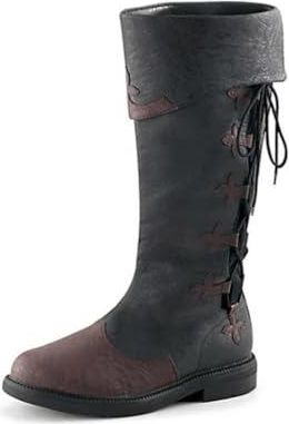 ORANDESIGNE Bottes Médiévales pour Hommes Bottes en Cuir PU Bottes de Chevalier Bottes Gothiques Couvre Bottes Renaissance Vintage pour Halloween Chevalier Mousqu