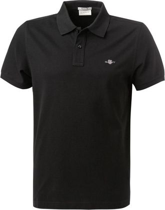 GANT Herren Polo-Shirt schwarz Baumwoll-Piqu&eacute;