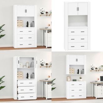 vidaXL Vidaxl - Buffet haut Blanc Bois dingénierie - Buffet Design Moderne - Buffet Blanc - Buffet Rangement - Meuble Tv - Buffet Cuisine - Home & Living