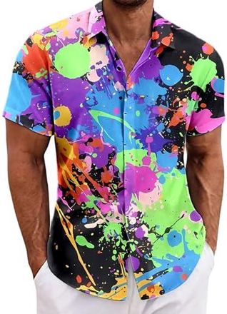 Generic Chemise hawa&iuml;enne pour homme - Imprim&eacute; &agrave; manches courtes - Style ann&eacute;es 80 - Respirant - Confortable - Pour l&eacute;t&eacute; - Pour la plage - Costume de f&ecirc;te, B4