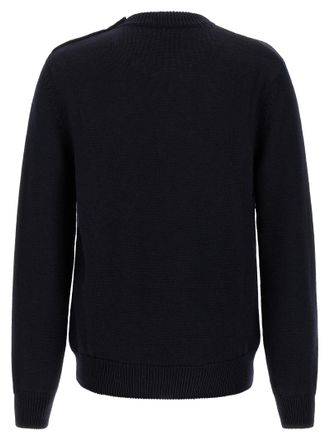 Dolce & Gabbana Virgin Wool with Gold-Button Detail Sweater - Navy