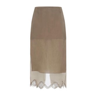 Carven Jupe Lingerie Transparente - Femme - Jupes - Beige - Taille: 36 FR