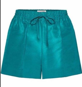 Valentino Garavani Valentino Teal Silk Shorts Size M