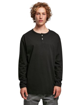 Urban Classics Herren Organic Oversized Henley Longsleeve T-Shirt, Black, L
