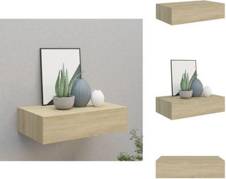 vidaXL Vidaxl - tag&egrave;re &agrave; tiroir murale ch&ecirc;ne 40x23,5x10 cm mdf - &Eacute;tag&egrave;re Murale - &Eacute;tag&egrave;re &agrave; Tiroir - Rangement Mural - Meuble D&eacute;co - Biblioth&egrave;que Murale