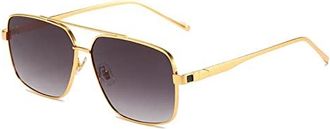 Generic Lunettes de soleil à monture carrée en métal pour hommes et femmes, lunettes de soleil tendance UV400 pour conduite en plein air, cadeau (couleur : F,