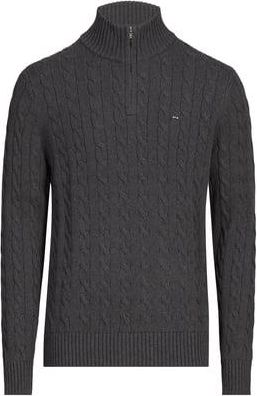 Eden Park Baumwollpullover mit Reißverschlusskragen in Grau