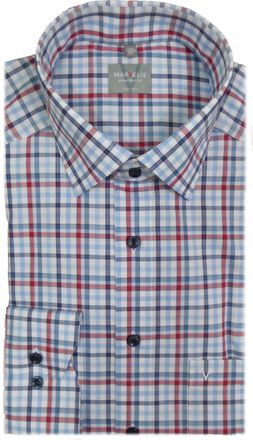 Marvelis Hemd Comfort Fit rot/blau/Weiss Karo 7032.74.35, Kragenweite:44