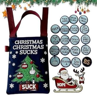 Generic Sac cabas brod&eacute; &laquo; F*ckin Holiday &raquo; avec 19 jetons &laquo; F*cks Coins &raquo;, un jeton de No&euml;l satirique