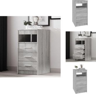 vidaXL Sideboard mit Schubladen Grau Sonoma 40x50x76 cm Holzwerkstoff - Sideboard - Kommode - Schrank - Wohnzimmermöbel - Grau