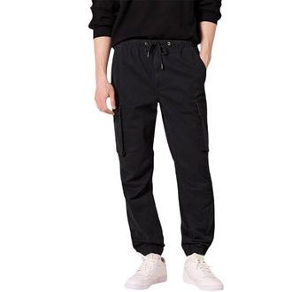 Generic Pantalon de travail cargo en coton pour homme - Plusieurs poches - Jambe droite - Coupe ajust&eacute;e, Noir, XL
