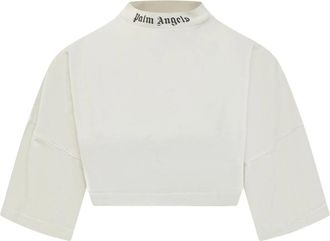 Palm Angels Femme, Tops, Blanc, Taille: 38 FR Classic Logo Mini T-Shirt