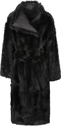 Yves Salomon Manteau portefeuille en shearling r&eacute;versible - Femme - Manteaux - Noir - Taille: 40 FR
