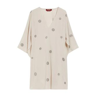 Max Mara Embellished V-Neck Kaftan T-Shirt - - Blouses & Shirts - Damen - Beige - XL
