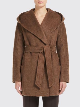 Max Mara Manteau court esprit peignoir en laine et mohair avec col ch&acirc;le et ceinture