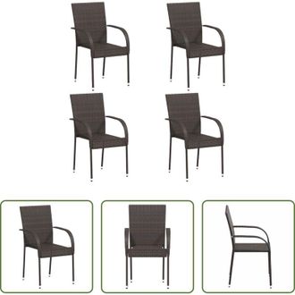 vidaXL vidaXL Poly Rattan - Stapelbare Gartenst&uuml;hle 4 Stk. Poly Rattan Braun