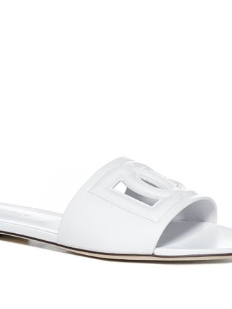 Dolce & Gabbana Womens Slide White Calf Leather Sandal