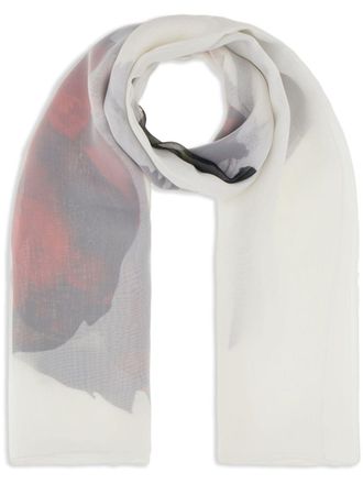 Alexander McQueen foulard à fleurs imprimées - Blanc