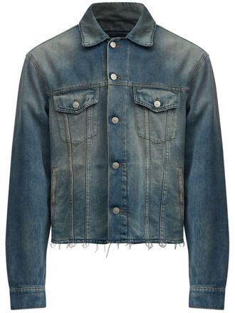Maison Margiela veste en jean &agrave; coutures contrastantes - Bleu