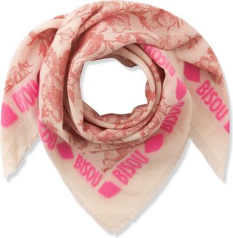 Codello Jacquard-Tuch mit Blumenmuster und Bisou-Schriftz&uuml;ge
