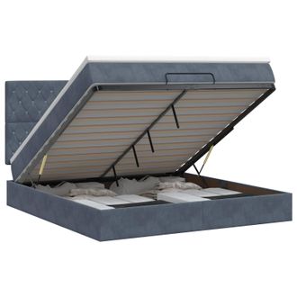 vidaXL Letto Ottomano Con Materasso Grigio Scuro 140 X 200 Cm Velluto Vidaxl