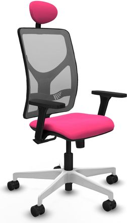 Piqueras y Crespo Schreibtischstuhl mit 3D-Armlehnen, h&ouml;henverstellbarer Lendenwirbelst&uuml;tze und festem Kopfteil, ausgestattet mit 3 Positionen und Schneidschaum, Grau/R