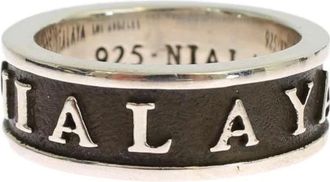 Nialaya Homme, Accessoires, Gris, Taille: 63 MM Bague Logo Argent Noir