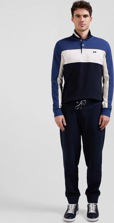 Eden Park Polo Manches Longues Tricolore En Piqu&eacute; Coton Bleu Coupe Regular