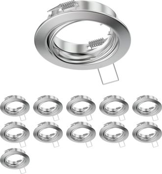 LEDs Com 12 Stück Deckeneinbaurahmen FERE, rund, schwenkbar, aluminium matt