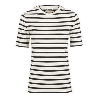 Jil Sander Fein geripptes gestreiftes T-Shirt - - Tops - Damen - Wei&szlig; - L