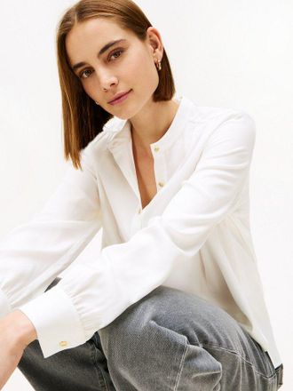 Tommy Hilfiger Langarmbluse VIS TWILL V-NK BLOUSE