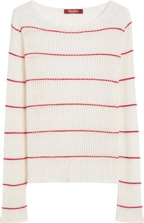 Max Mara Femme, Pulls, Blanc, Taille: 38 FR Pull en Laine et Soie Coupe Slim